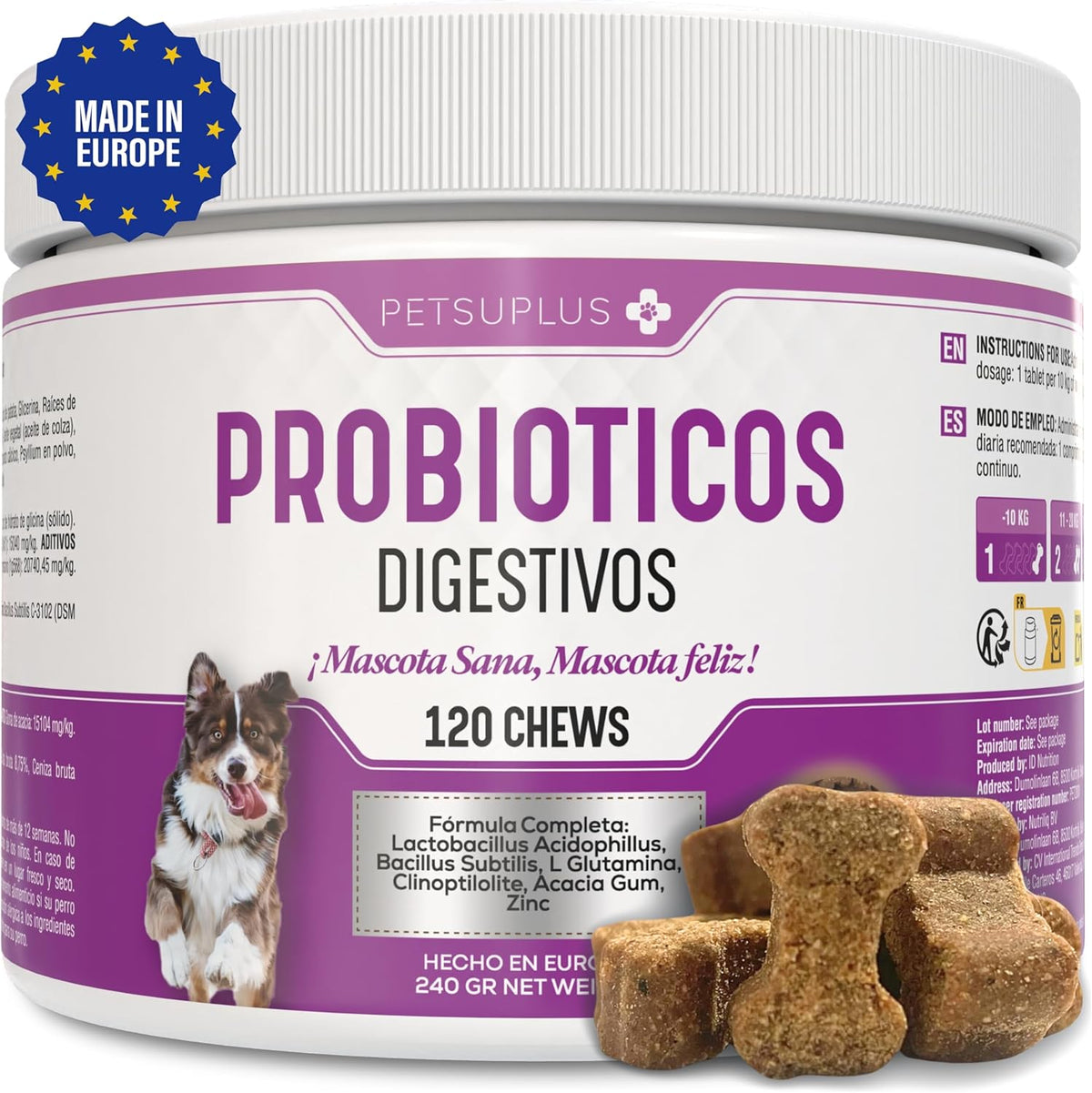 Probiótico para cães - suplemento digestivo - Repara a flora intestinal ...