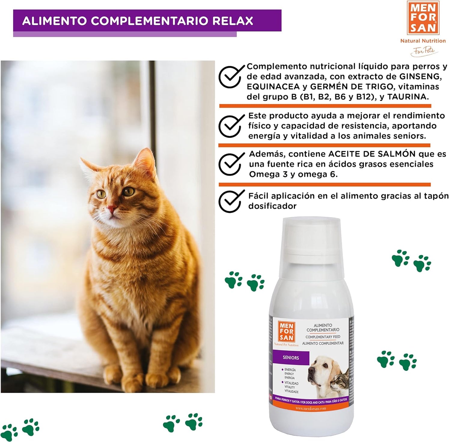 MENFORSAN SENIOR Suplemento nutricional líquido para cães e gatos sênior | Melhora o desempenho ...