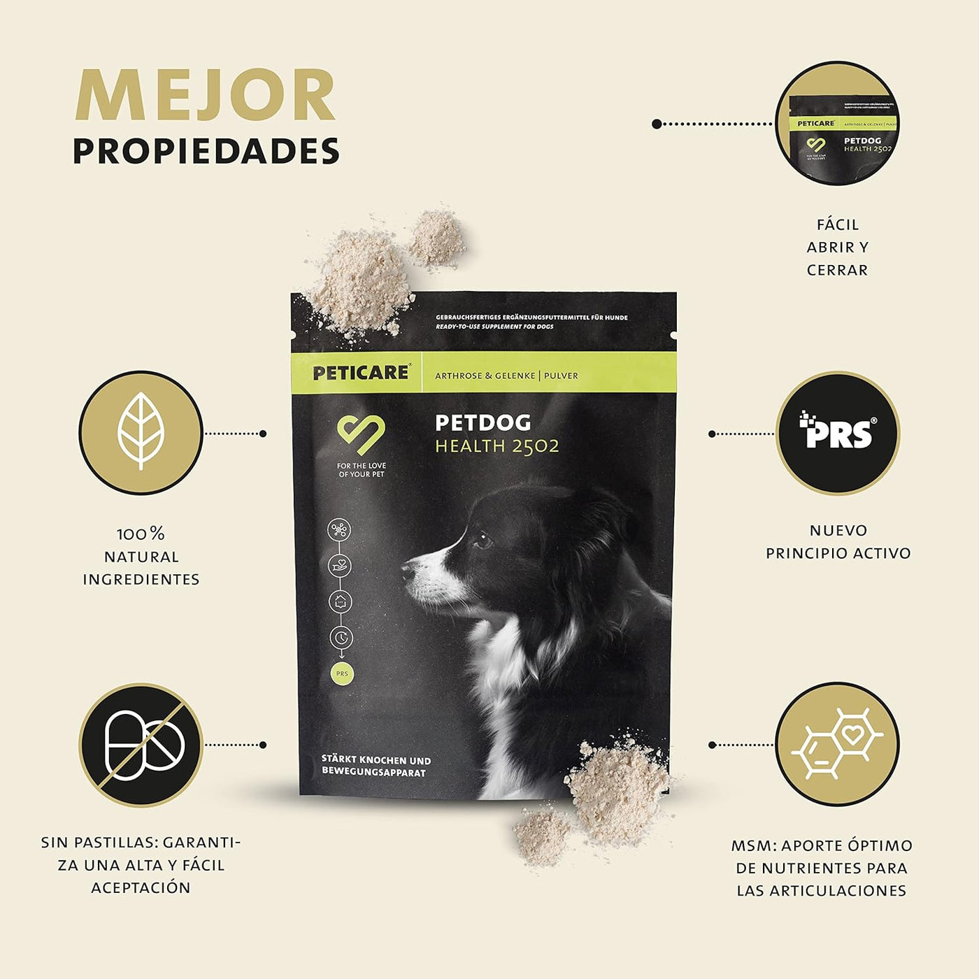 Peticare Pó para as articulações e artrose de cães | com MSM, colagénio ...