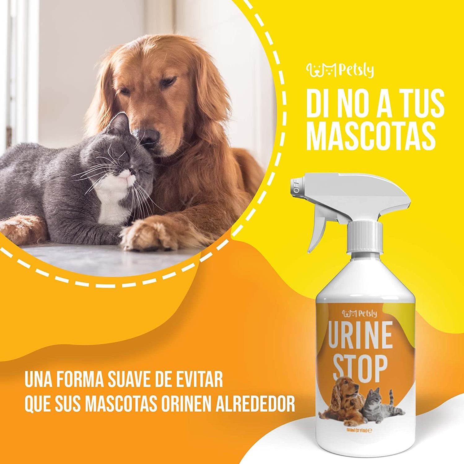 Petsly Anti-Urine Spray for Dogs and Cats - Organic - 500 ml - Dual ...