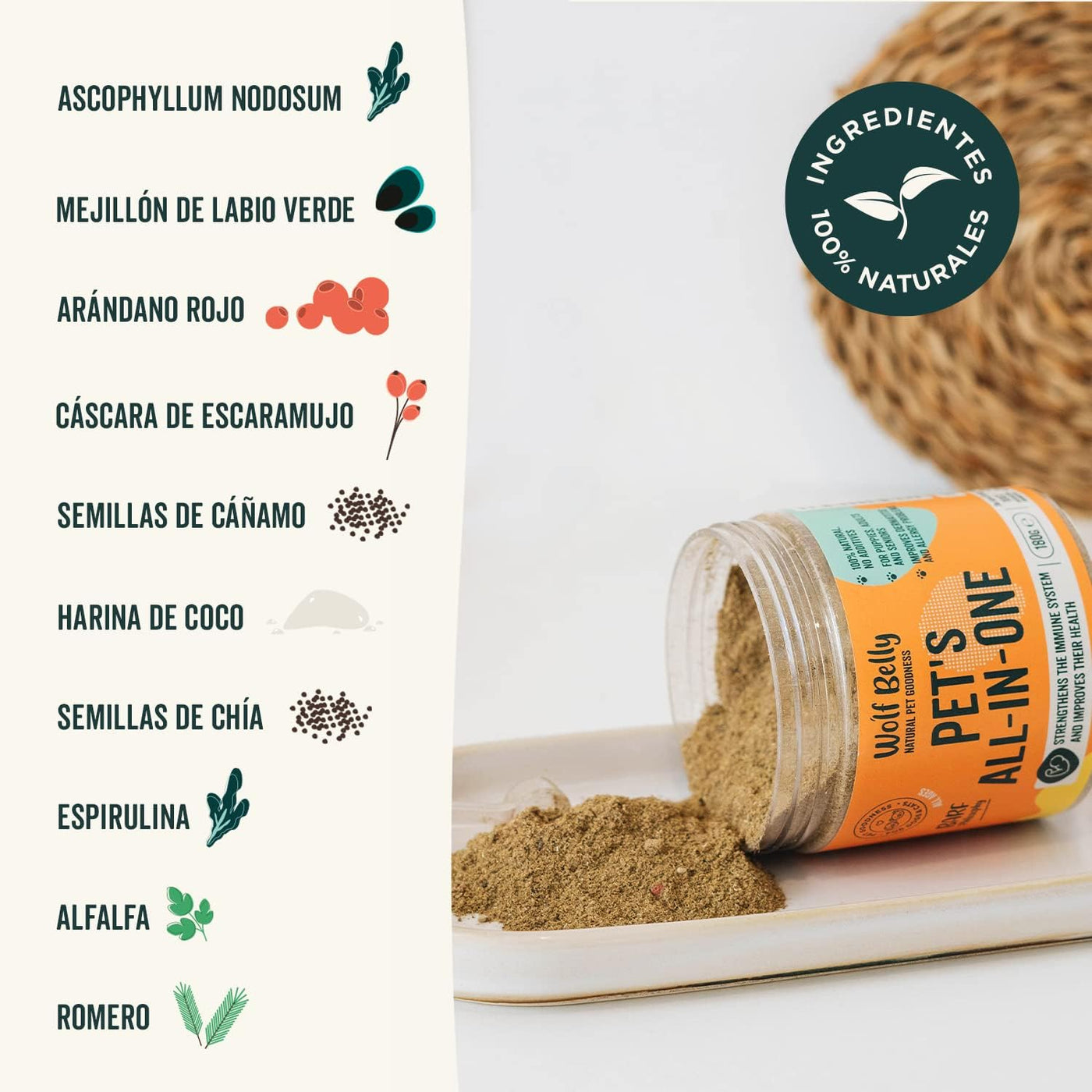 Suplemento para melhorar o bem-estar geral - 180 g - dieta BARF rica em ...